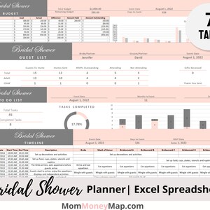 Bridal Shower Planner Excel Spreadsheet Template Bridal - Etsy