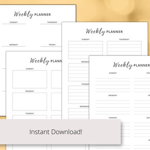 Weekly Planner Portrait Printable, Blank Undated Weekly Planner Pages ...
