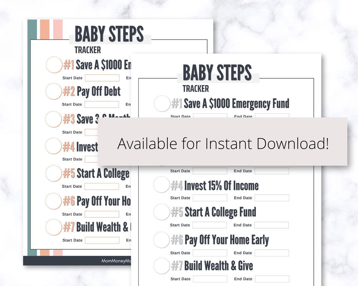 Dave Ramsey Baby Steps Tracker Steps 1-7 Planner Printable - Etsy