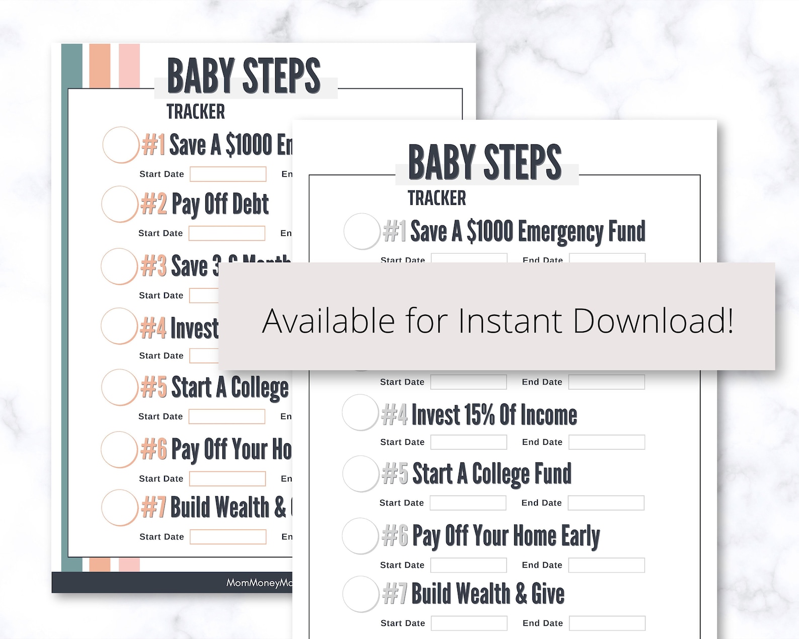 Dave Ramsey Baby Steps Tracker, Steps 1-7 Planner Printable PDF Digital ...