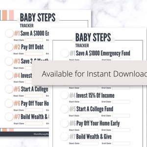 Dave Ramsey Baby Steps Tracker, Steps 1-7 Planner Printable PDF Digital ...