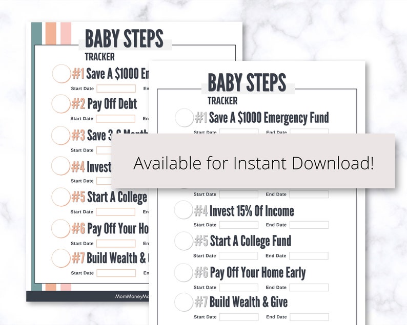 Dave Ramsey Baby Steps Tracker, Steps 1-7 Planner Printable PDF Digital ...