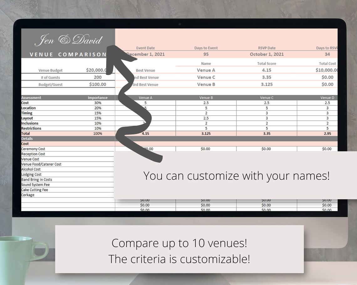 Wedding Planning Excel Spreadsheet Bundle Wedding Planner | Etsy