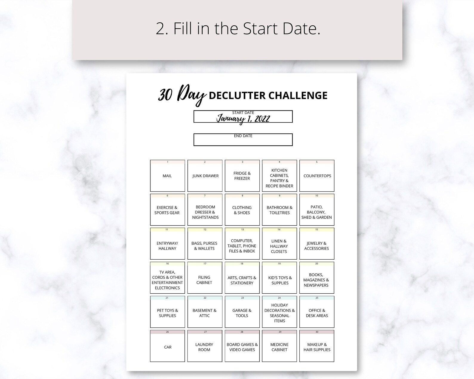 30 Day Declutter Challenge Printable, Declutter Tracker Checklist Guide ...