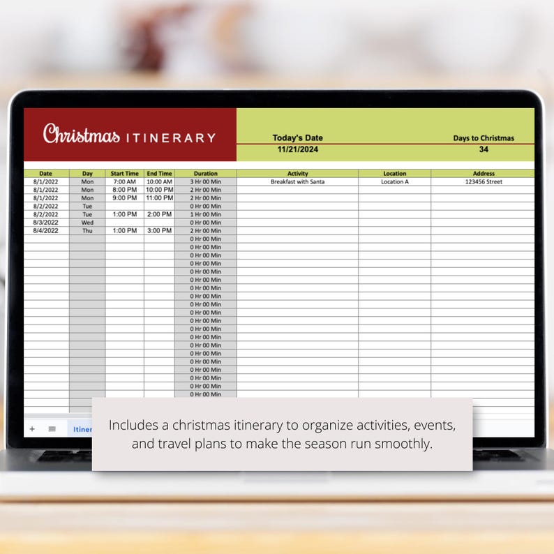 Christmas Planner Tracker Google Sheets Spreadsheet Template, Xmas ...