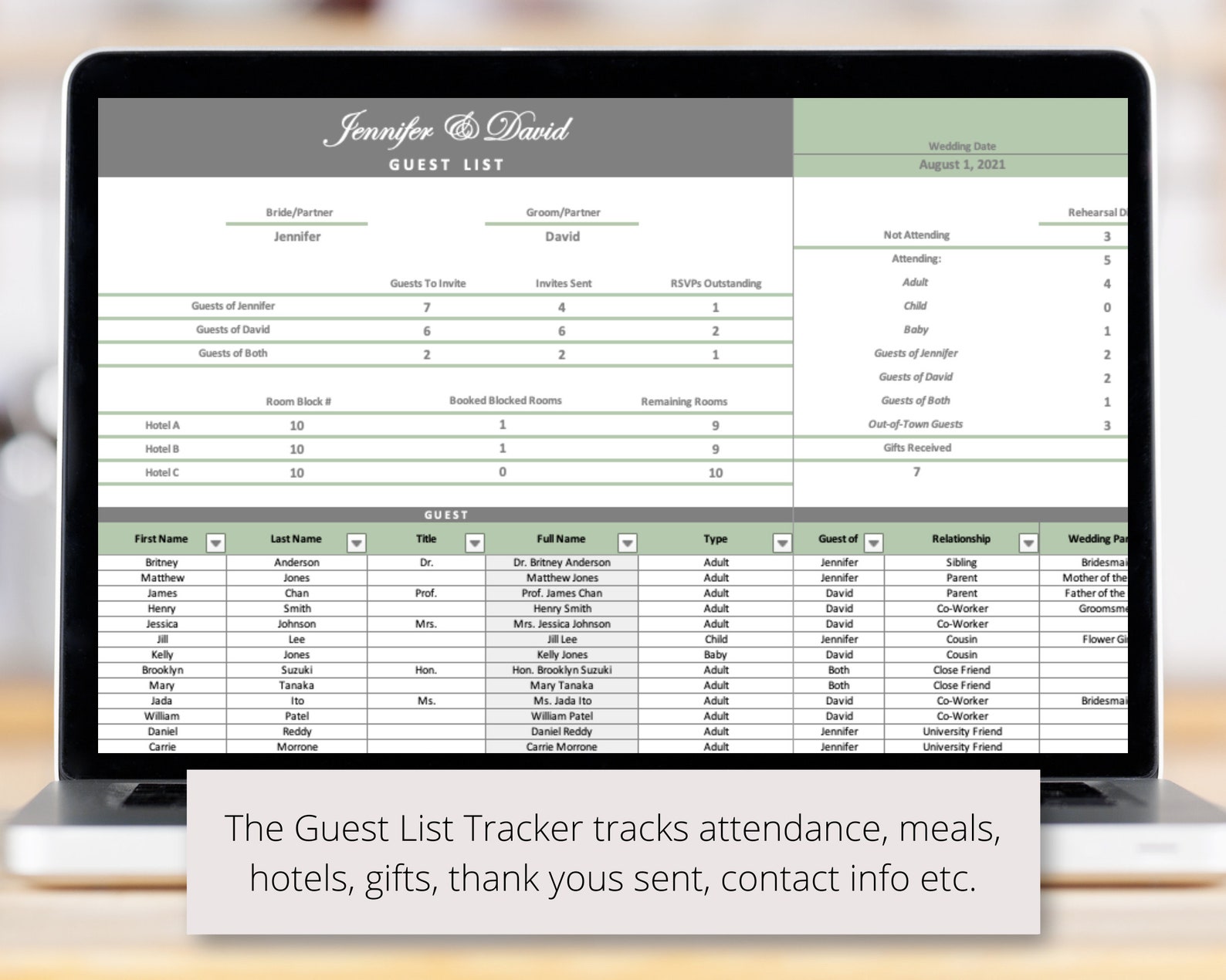 Wedding Planner Excel Spreadsheet Template, Useful Engagement Gift Idea ...