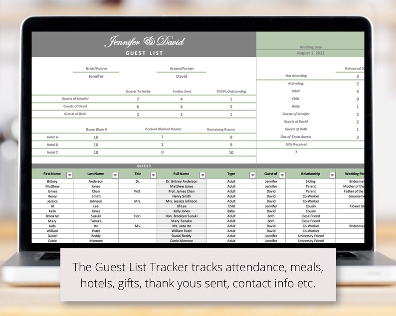 Wedding Planner Excel Spreadsheet Template, Useful Engagement Gift Idea ...