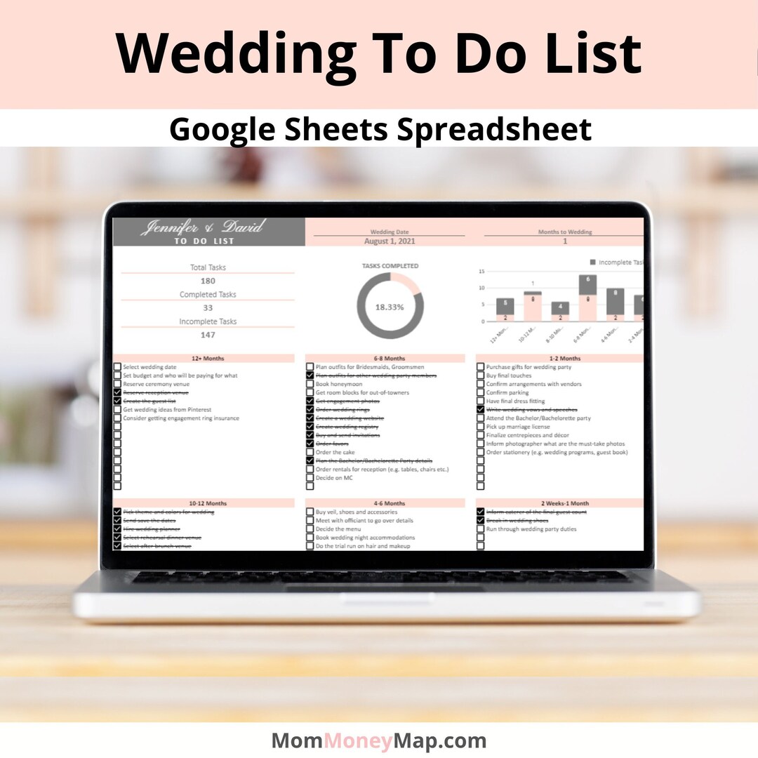 Wedding to Do List Google Sheets Spreadsheet | Wedding Planner ...