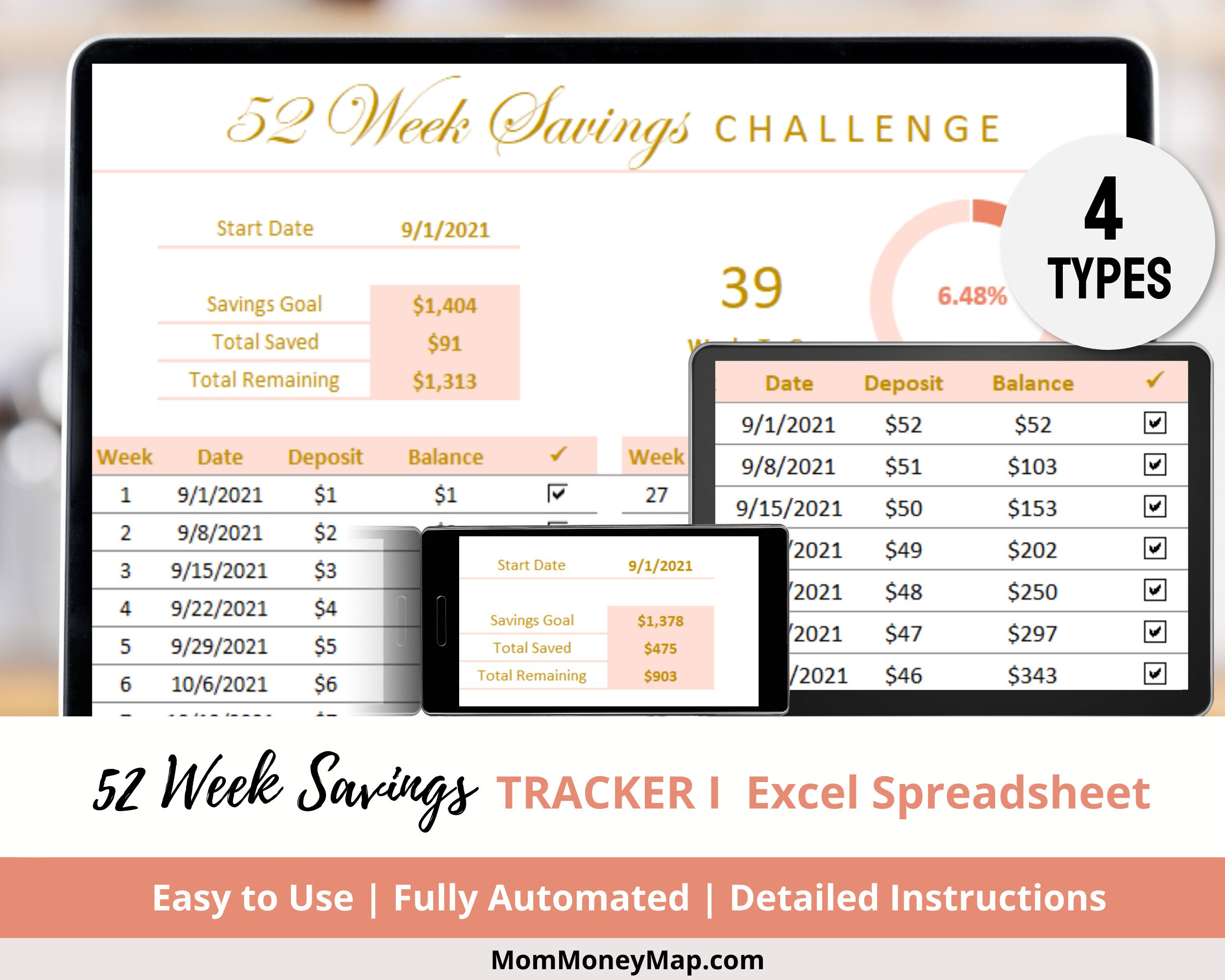 52 Week Savings Challenge Excel Spreadsheet Stay Motivated - Etsy Canada