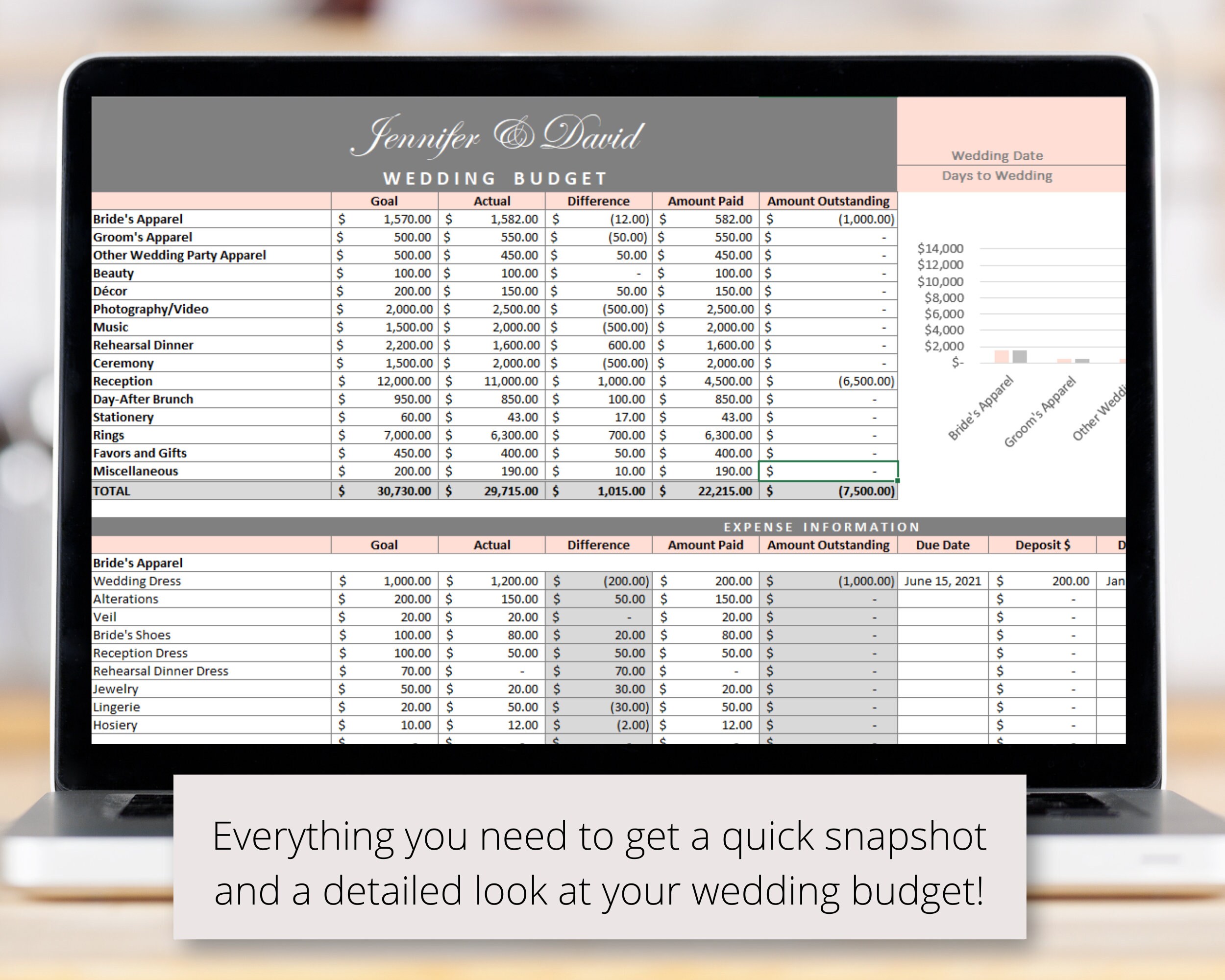 Wedding Budget Excel Spreadsheet | Planner Template | Instant Download ...