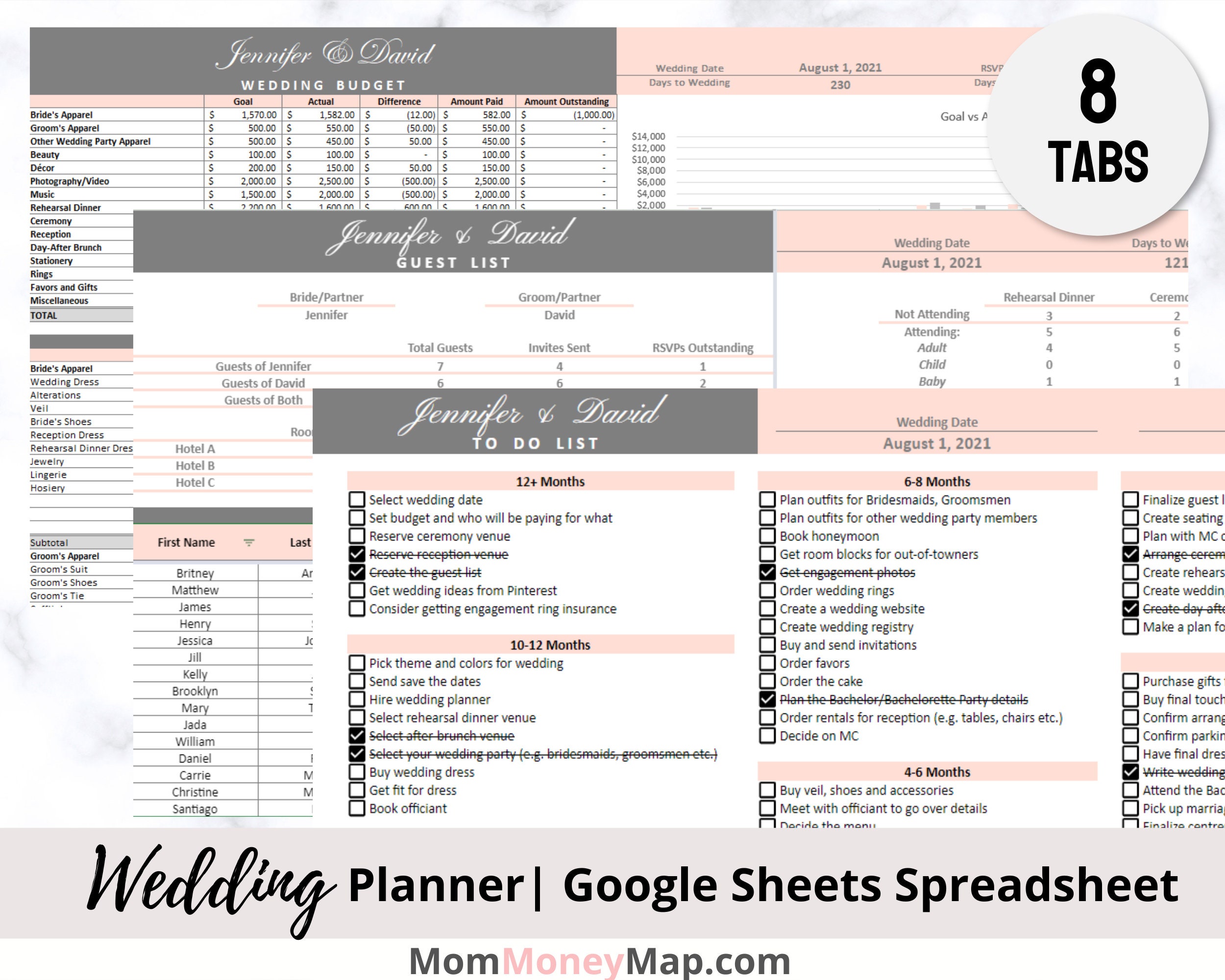 Wedding Planning Google Sheets Spreadsheet Wedding Planner - Etsy Canada