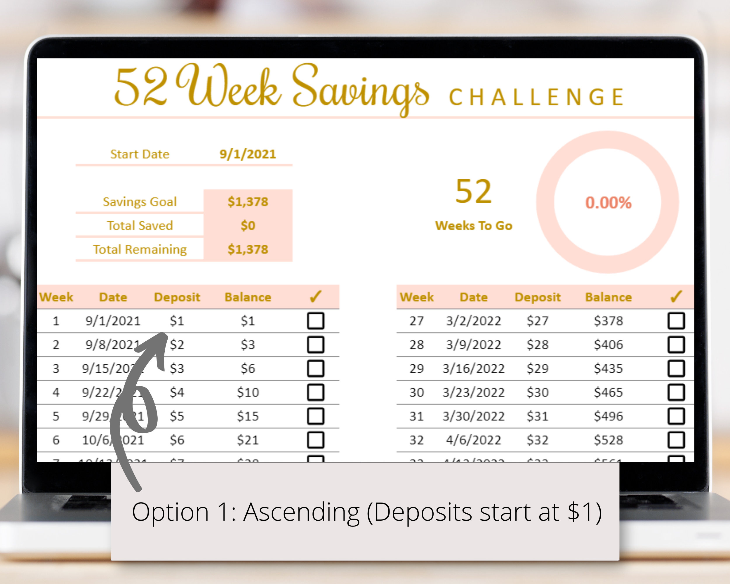 52 Week Savings Challenge Google Sheets Template Stay Motivated to Save ...