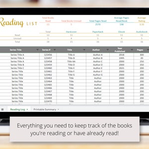 Book Reading List Spreadsheet Reading Planner Challenge - Etsy