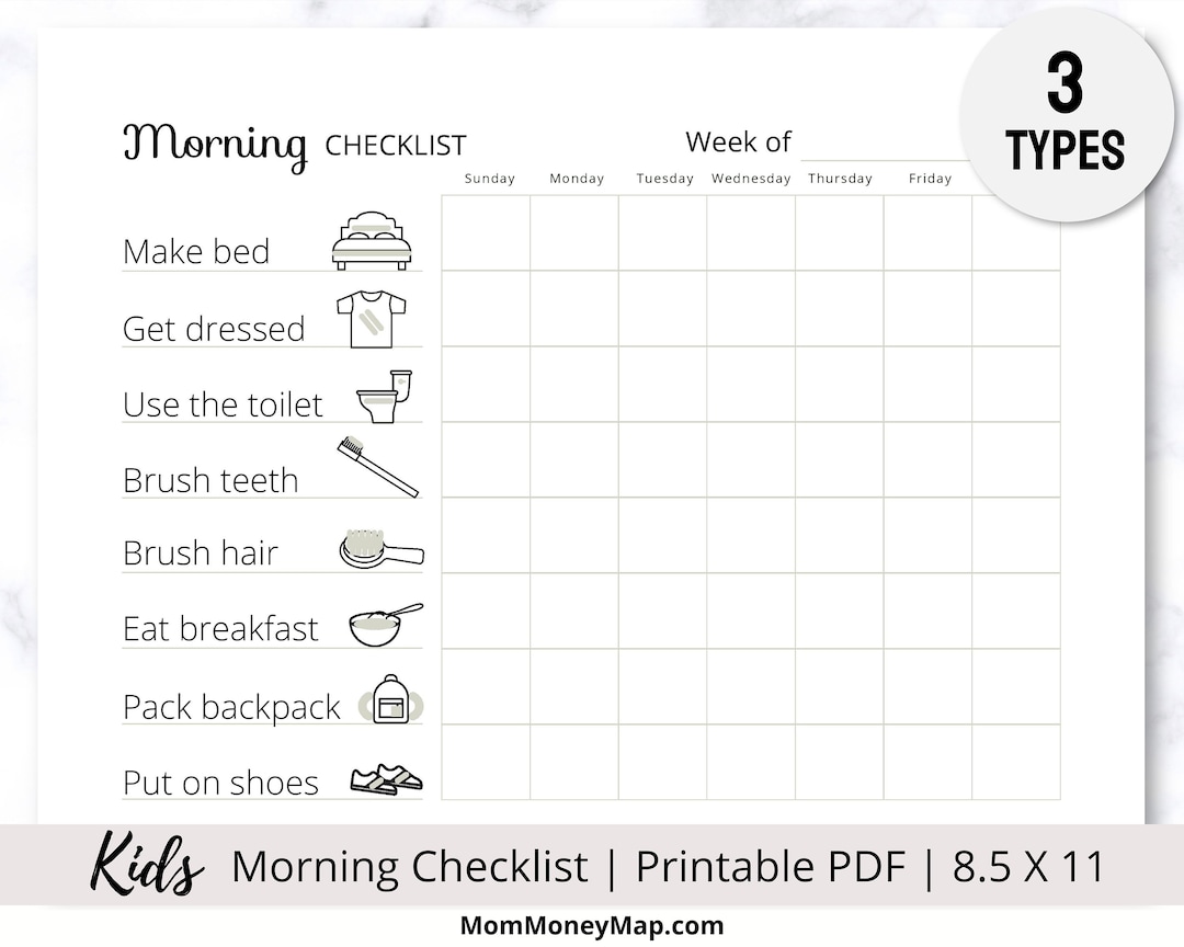 Kids Morning Routine Kids Morning Checklist Morning - Etsy