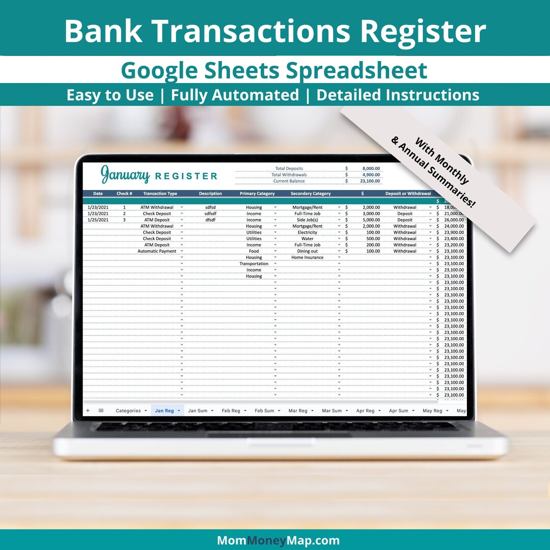 Bank Transactions Register With Monthly & Annual Summaries Google ...