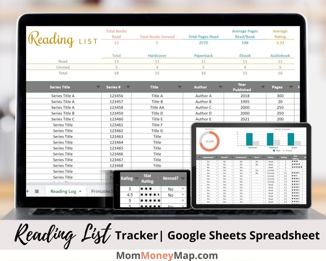 Book Reading List Spreadsheet Reading Planner Challenge - Etsy