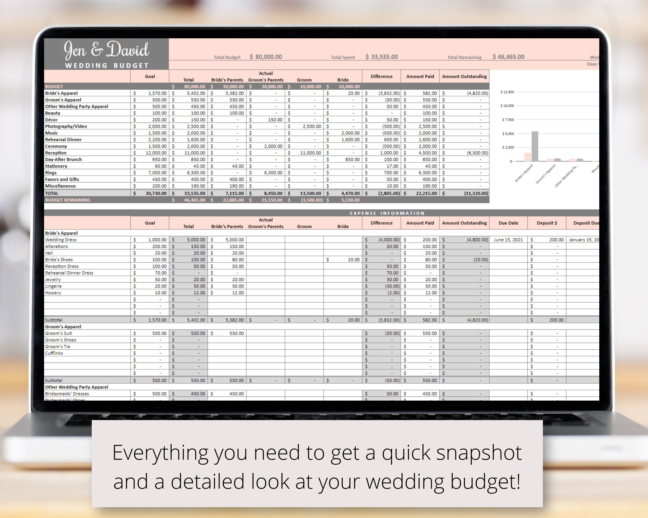 Wedding Budget Google Sheets Spreadsheet Template to Track 4 Wedding ...