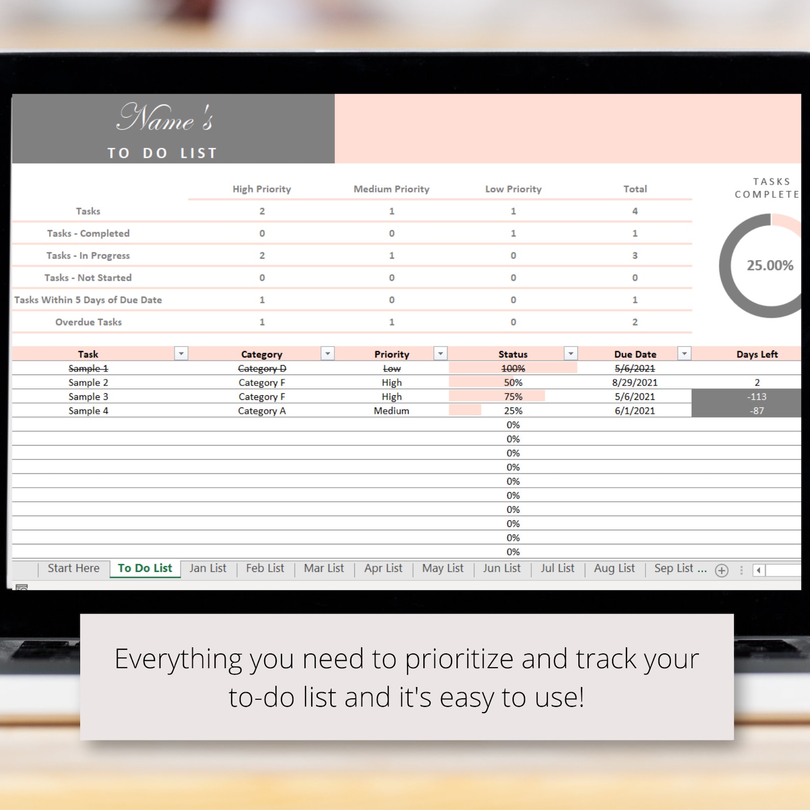 To Do List Excel Spreadsheet Template | Track Your Tasks With This To ...