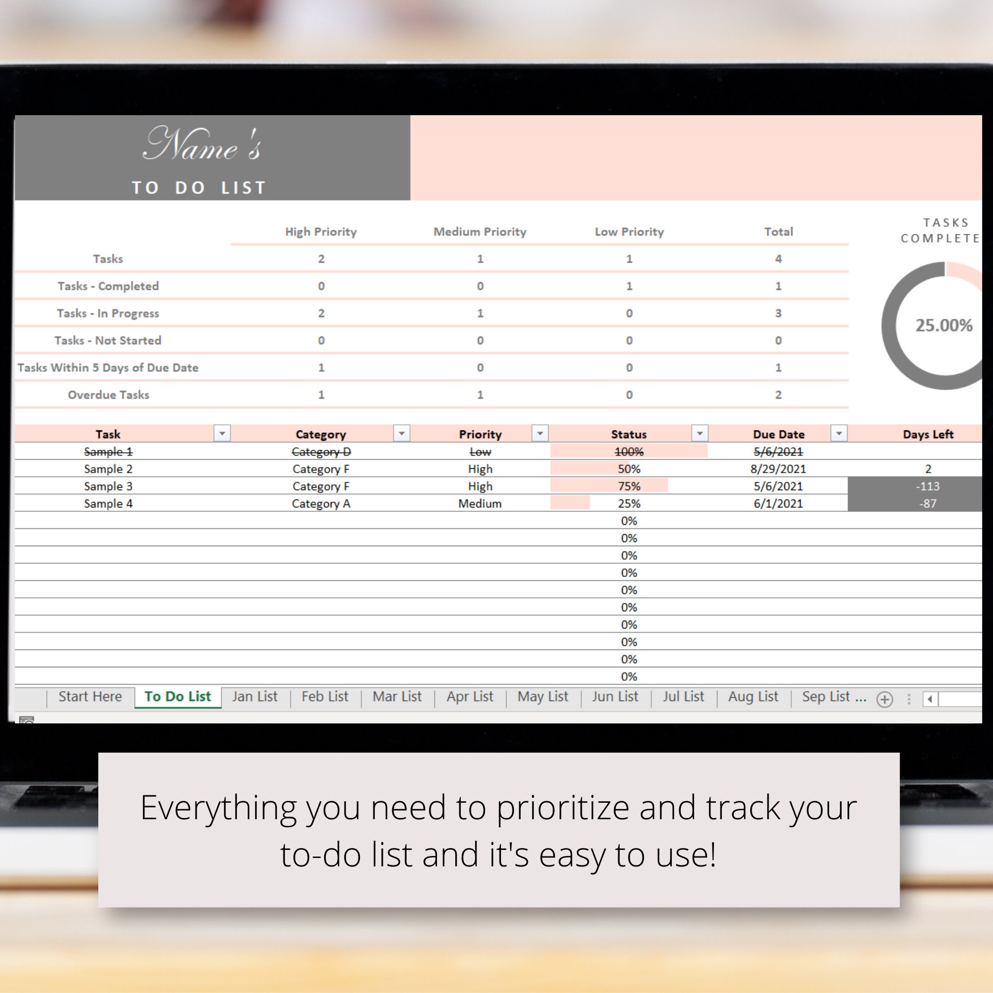 To Do List Excel Spreadsheet Template | Track Your Tasks With This To ...