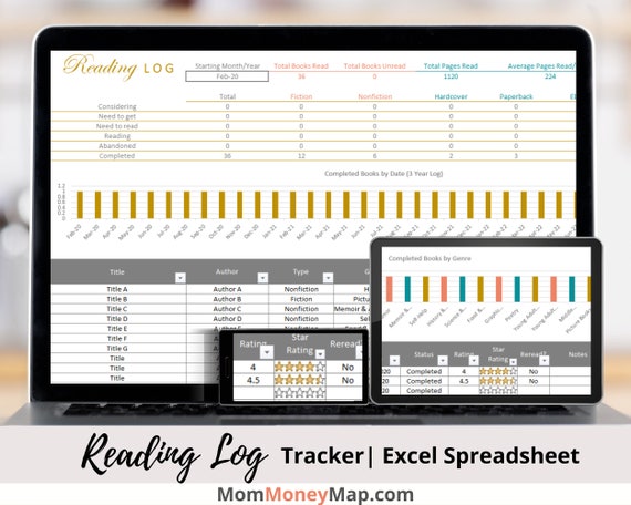 Reading Log Tracker Excel Spreadsheet Track Your Books With - Etsy