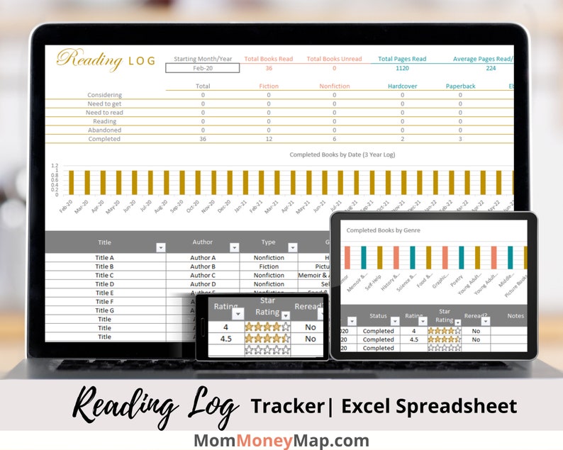 Reading Log Tracker Excel Spreadsheet Track Your Books With - Etsy