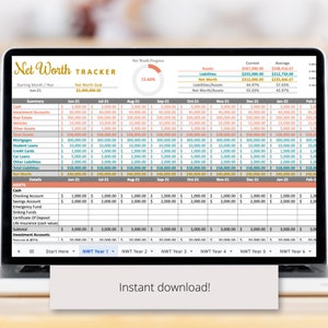 Net Worth Tracker Spreadsheet Template, Financial Net Worth Google ...