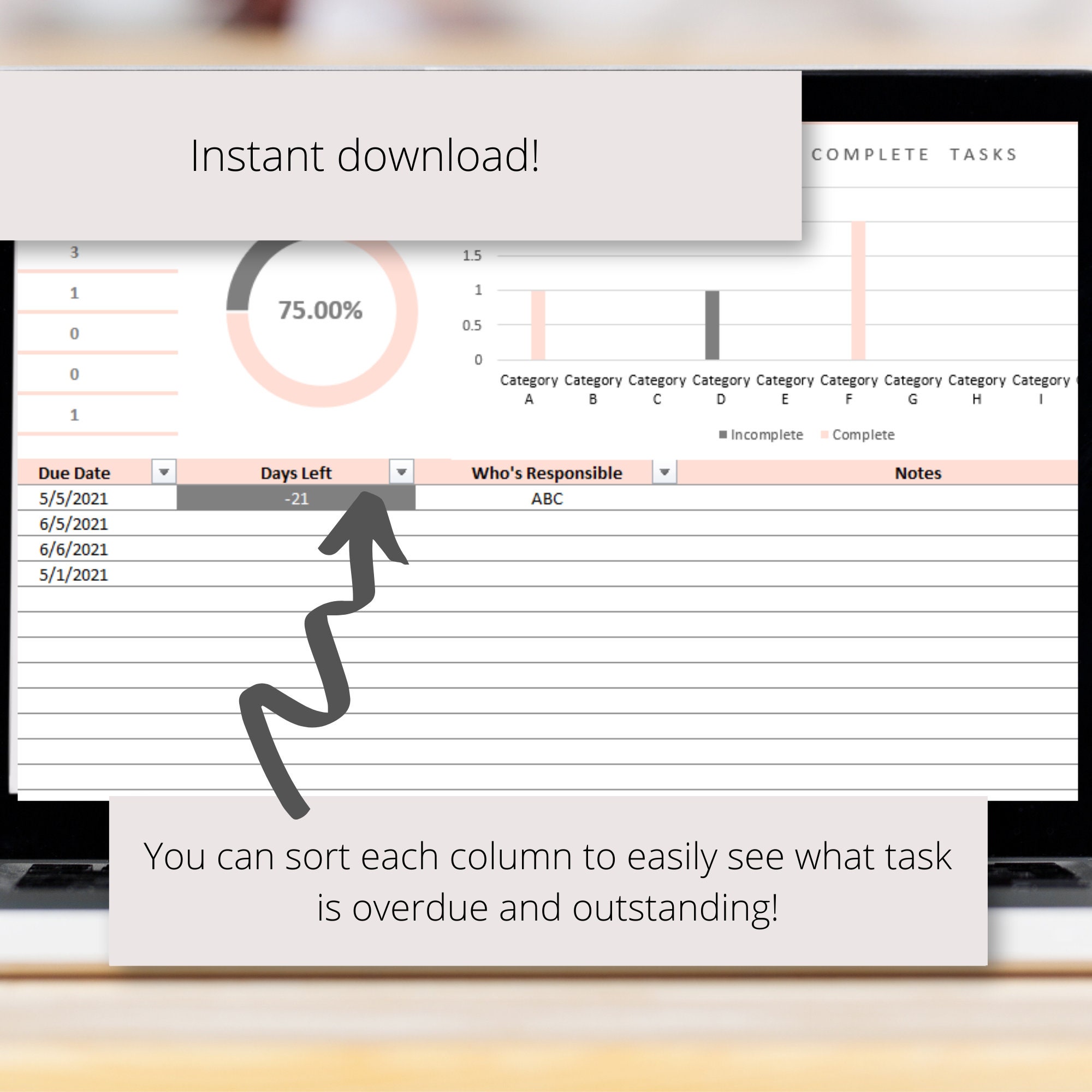 Brain Dump Excel Spreadsheet Template | Track and Organize Your Ideas ...