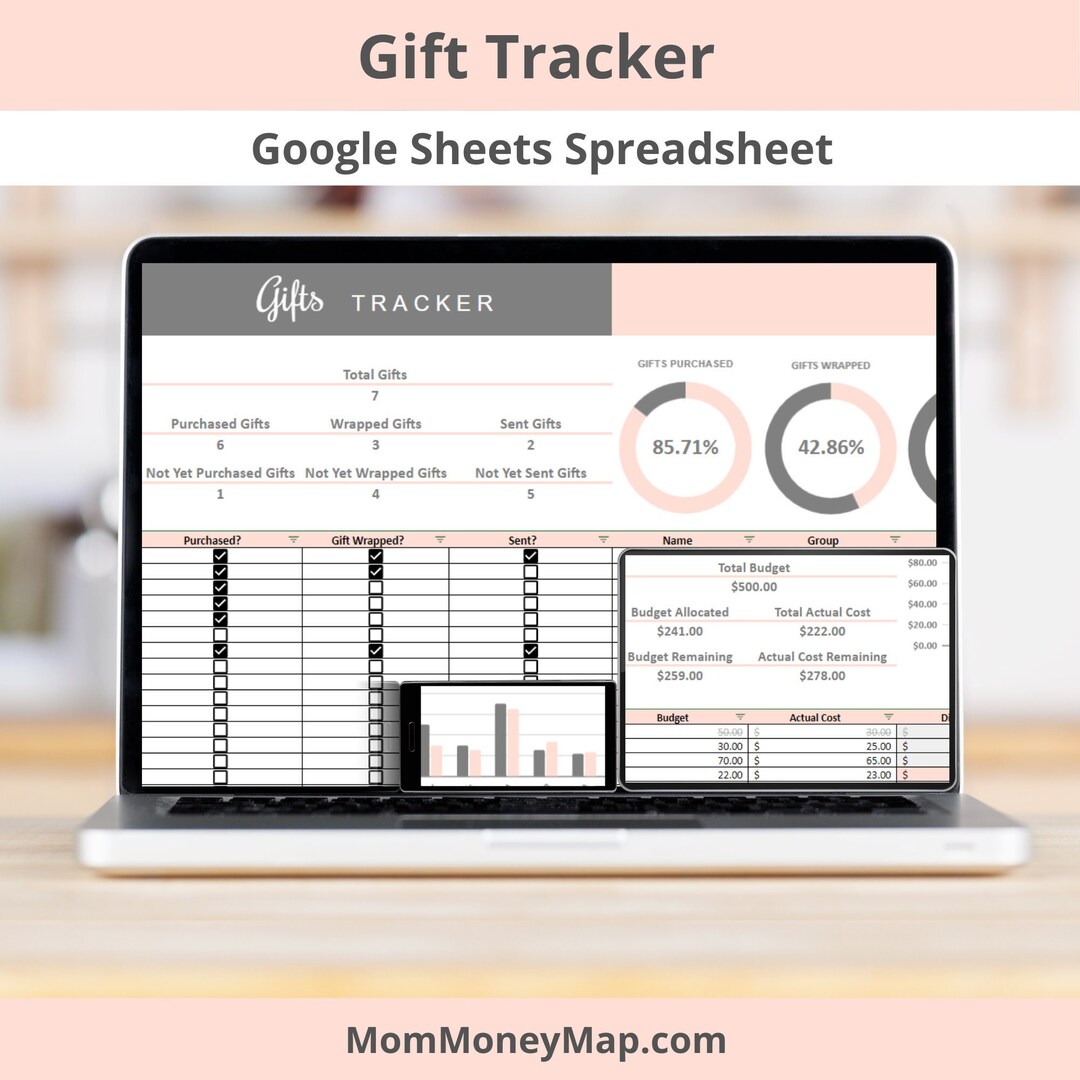 Gift Tracker Spreadsheet, Gift Planner Google Sheets Template, Blank ...