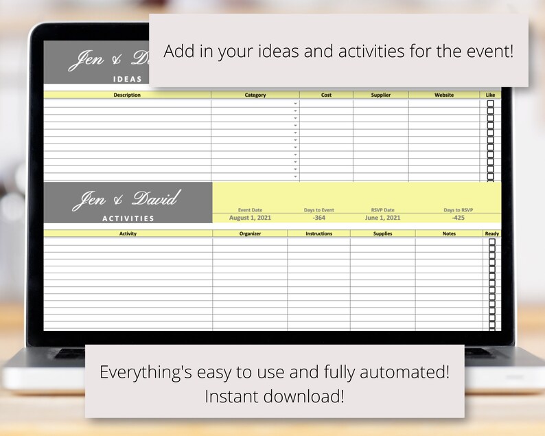 Wedding Spreadsheet Template Digital Wedding Binder Worksheet - Etsy