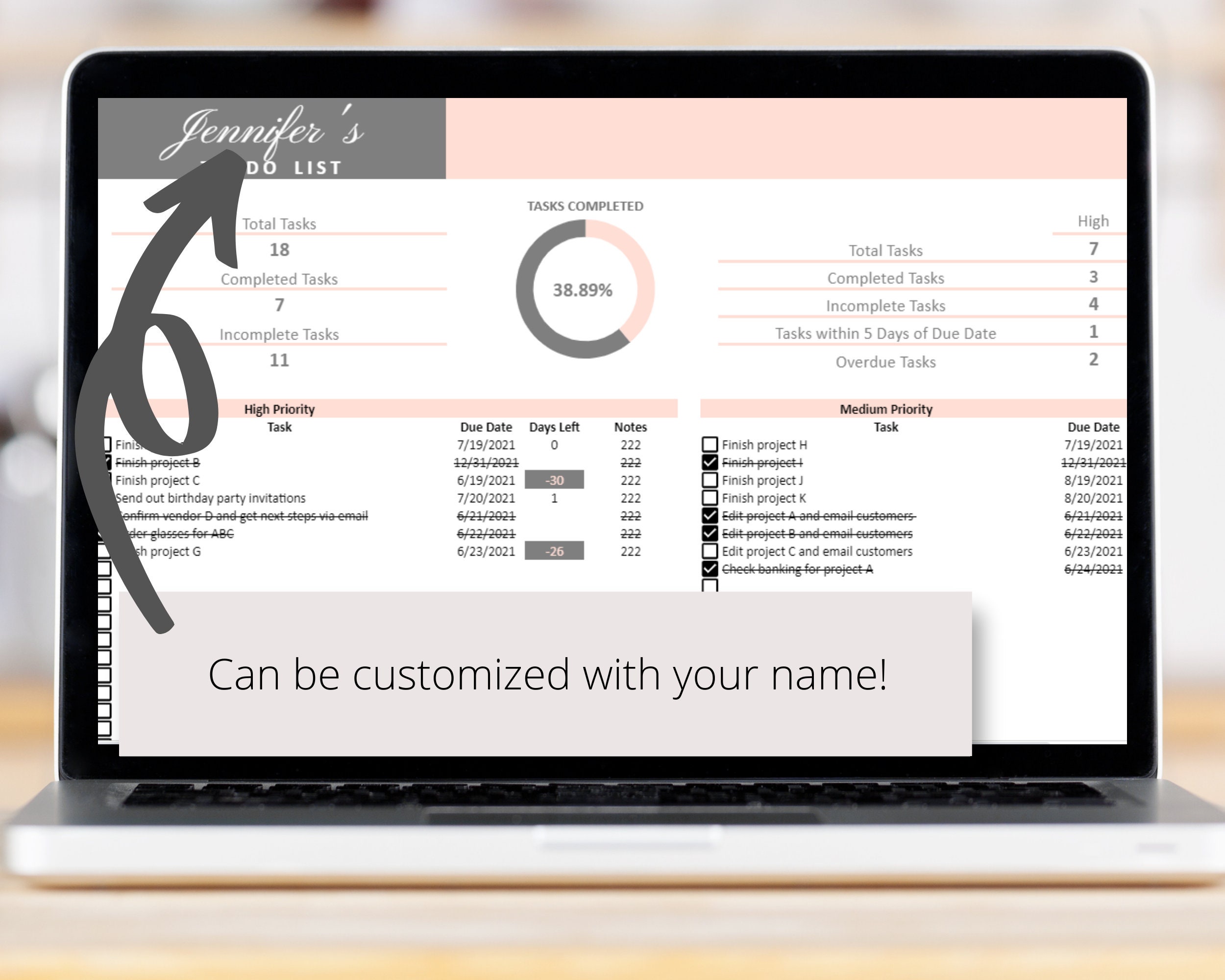 Digital to Do List Google Sheets Spreadsheet | Checklist Editable ...