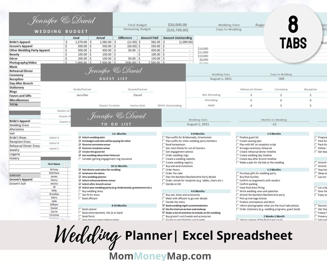 Wedding Planning Excel Spreadsheet Template Digital Download - Etsy