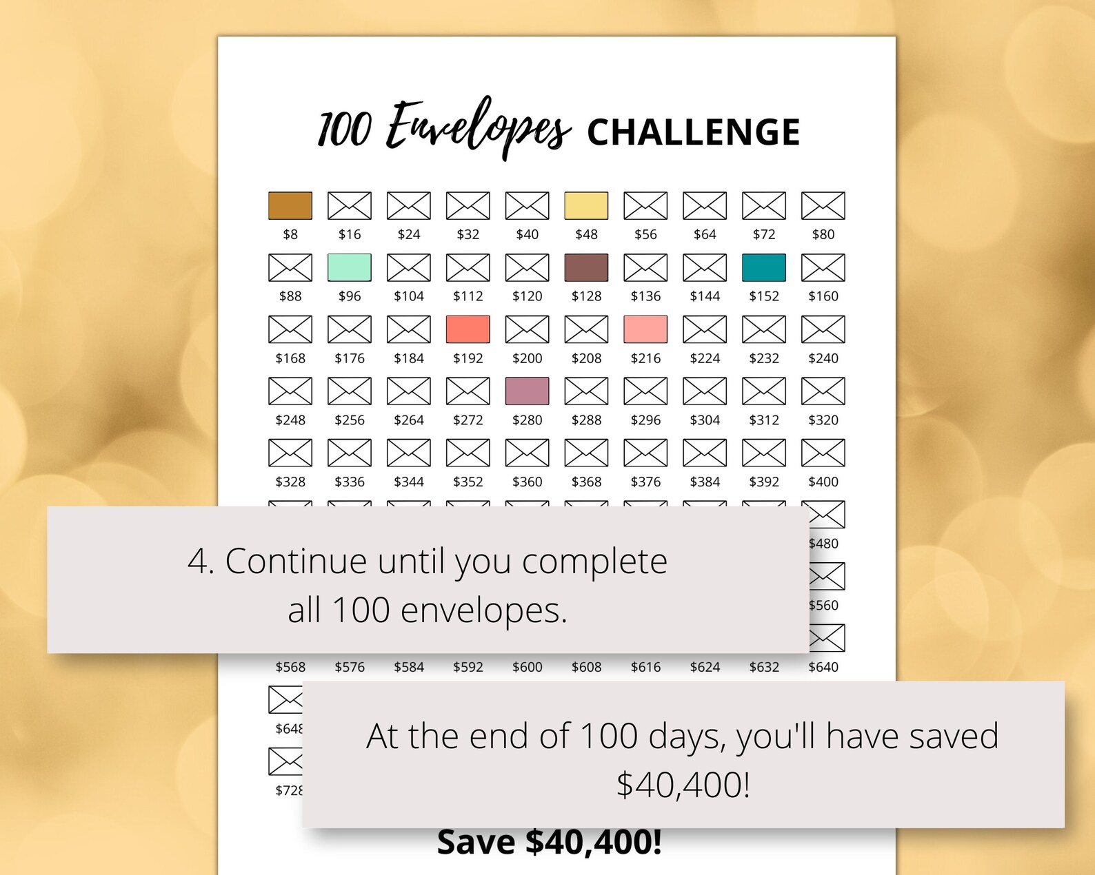 40k Savings Challenge Printable PDF Save 40000 in 100 Days - Etsy Canada