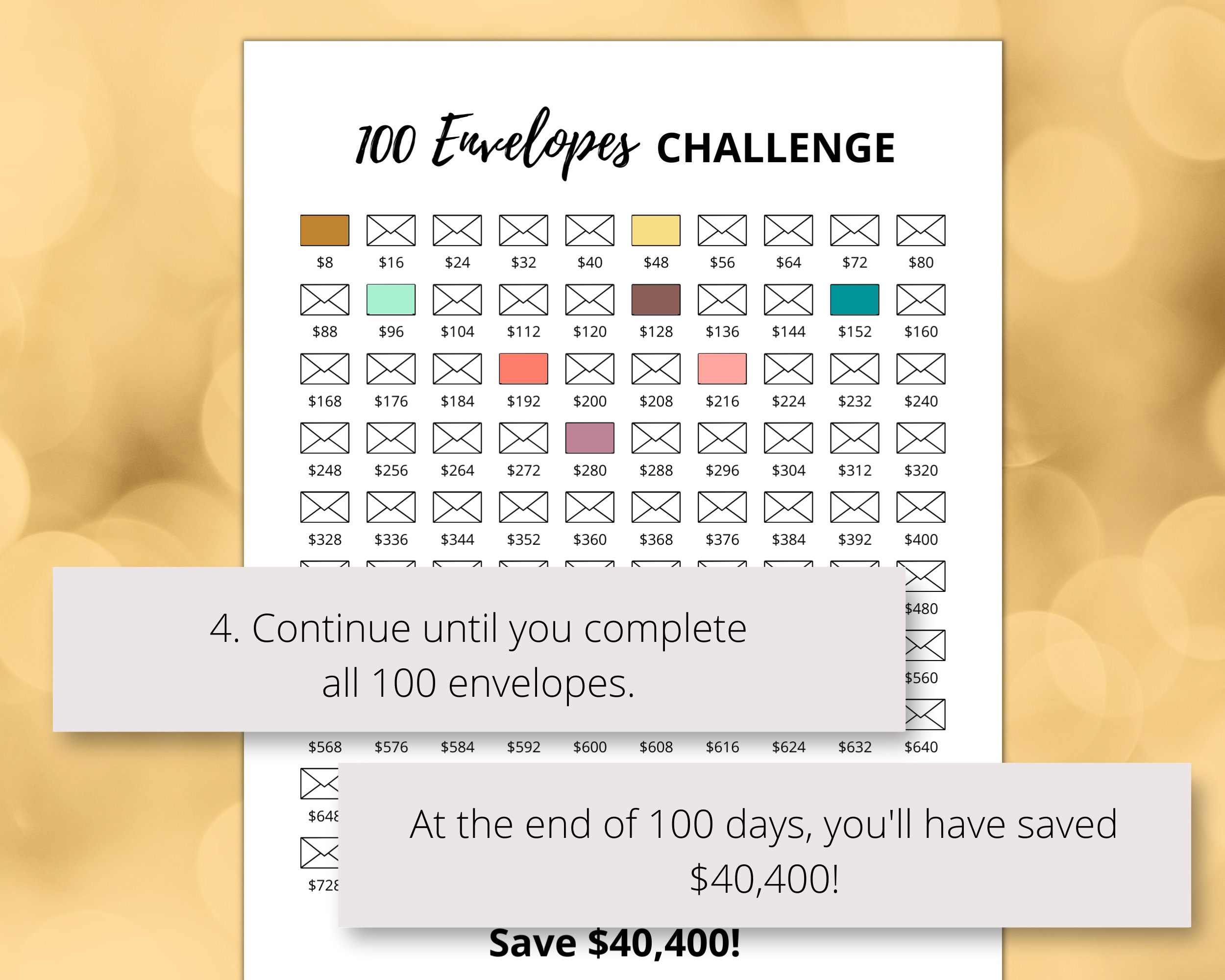 40k Savings Challenge Printable PDF Save 40000 in 100 Days - Etsy
