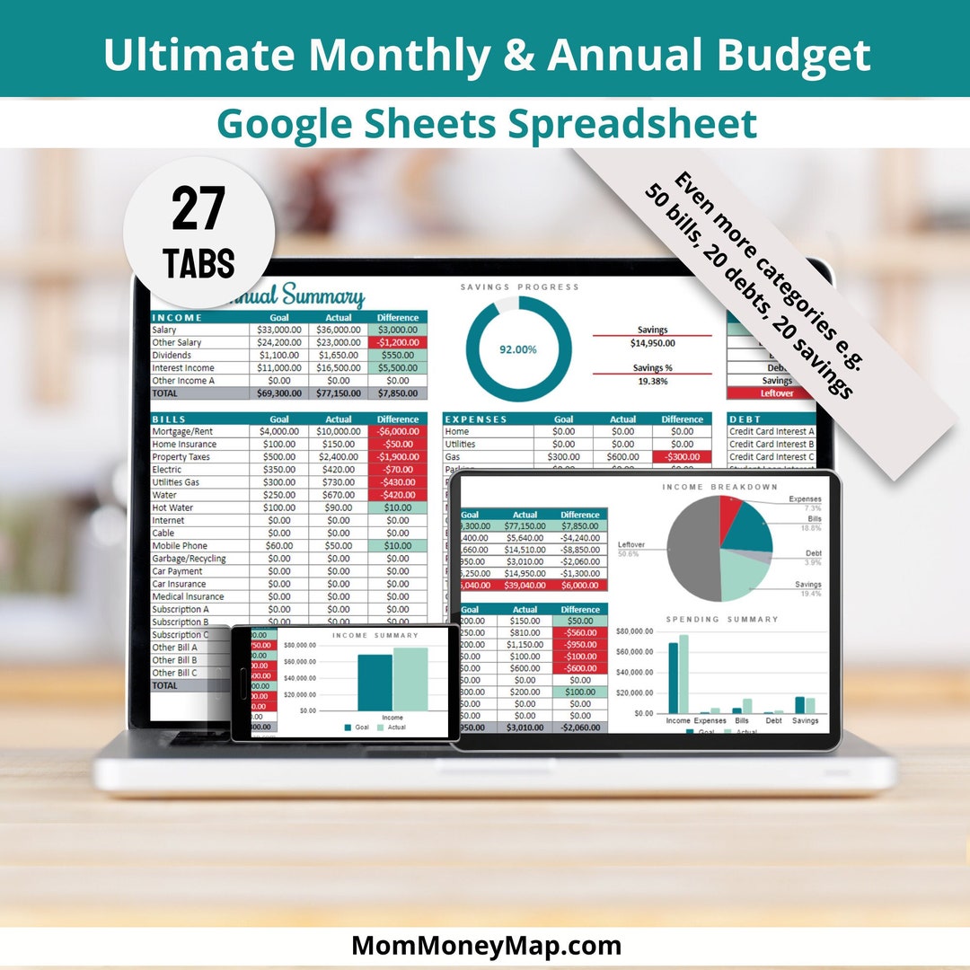 Ultimate Budget Spreadsheet, Monthly Budget Calendar, Monthly Bills ...