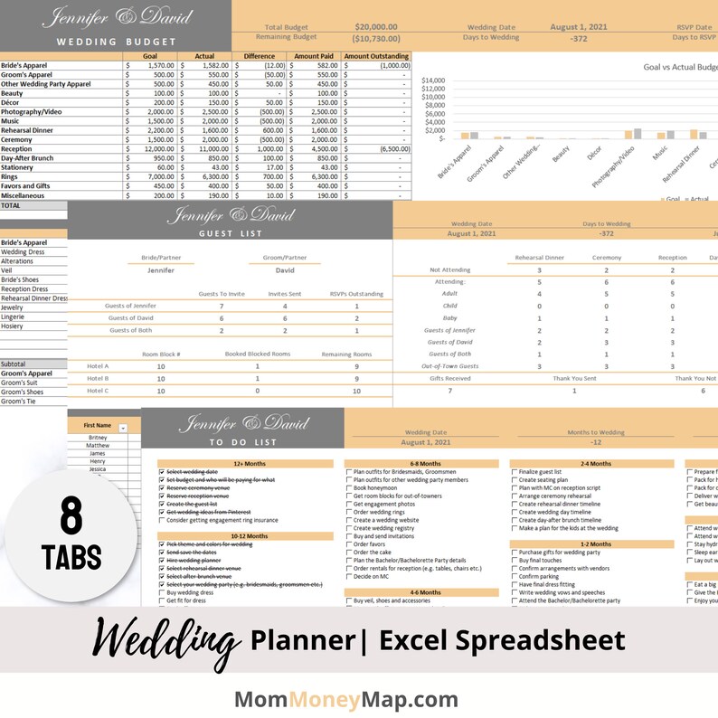 Wedding Planning Excel Spreadsheet Template Wedding Planning - Etsy