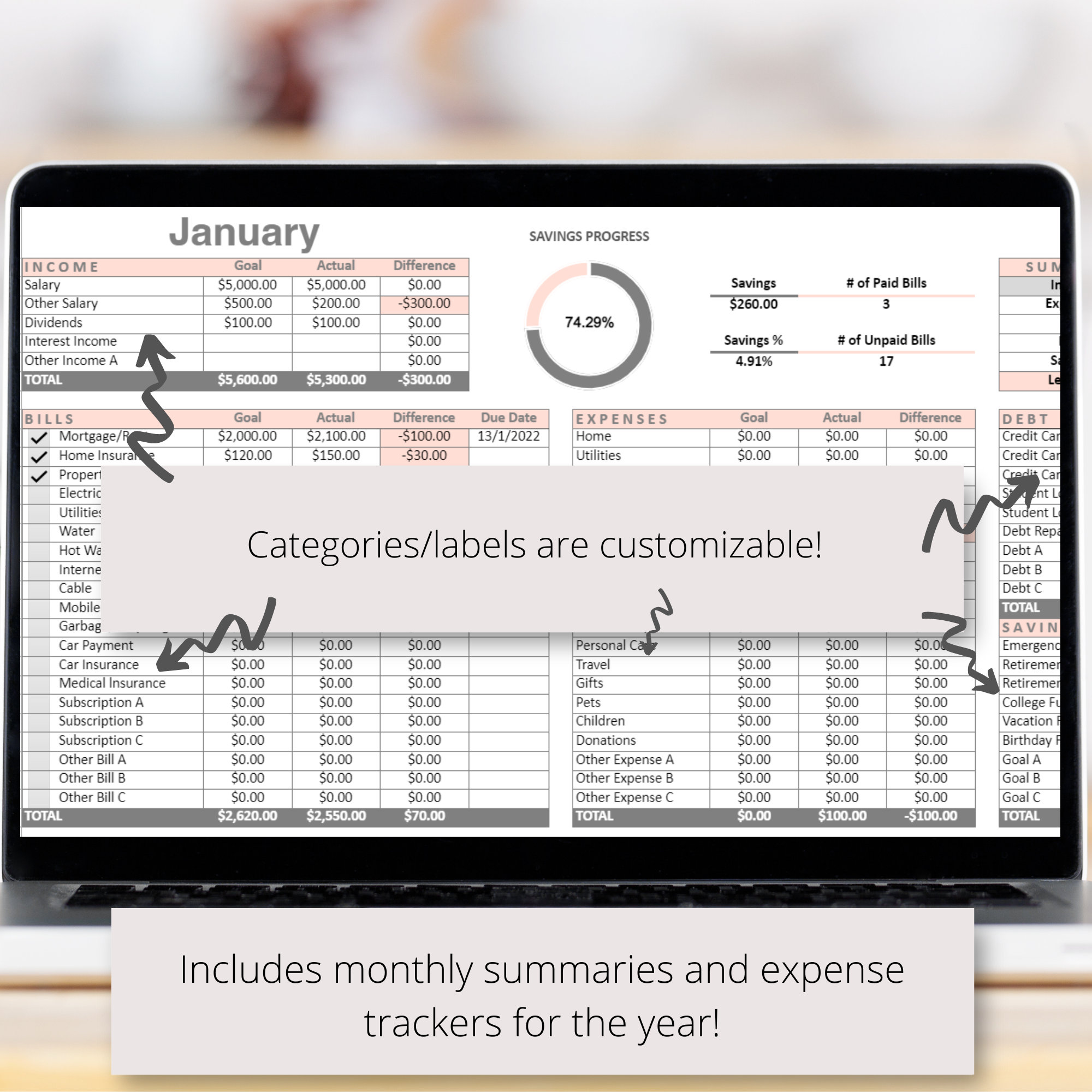 Monthly Budget Apple Numbers Spreadsheet Template, Track and Plan Your ...
