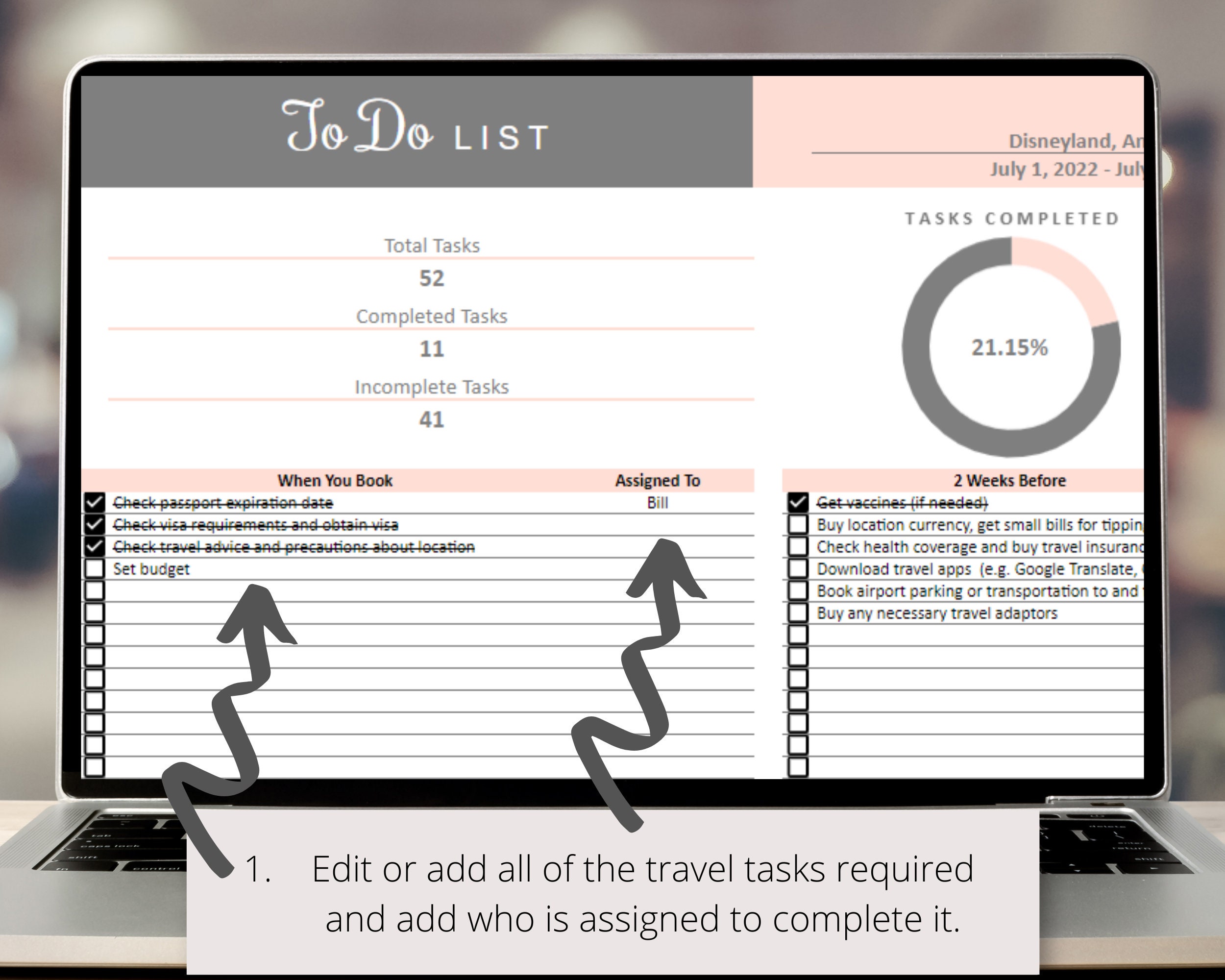 Vacation to Do List, Travel Checklist Template, Travel To-do List, Trip ...
