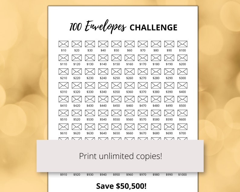50k Savings Challenge Printable PDF Save 50000 in 100 Days - Etsy