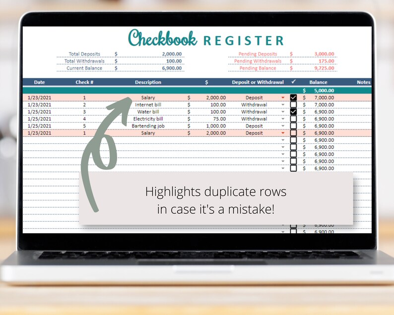 Simple Checkbook Register Google Sheets Spreadsheet Track - Etsy