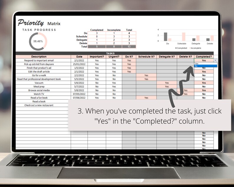 Eisenhower Matrix Excel Productivity Planner Template Using the Urgent ...