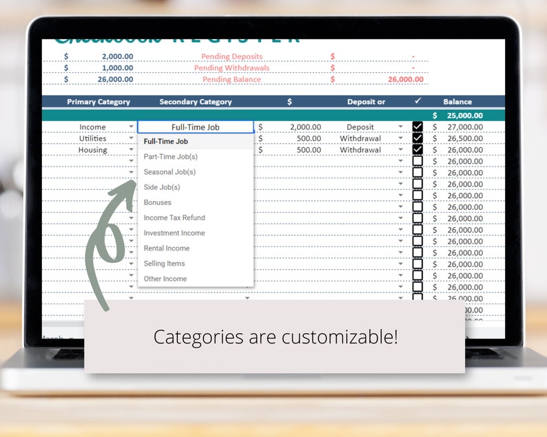 Checkbook Register With Monthly and Annual Summaries Google - Etsy