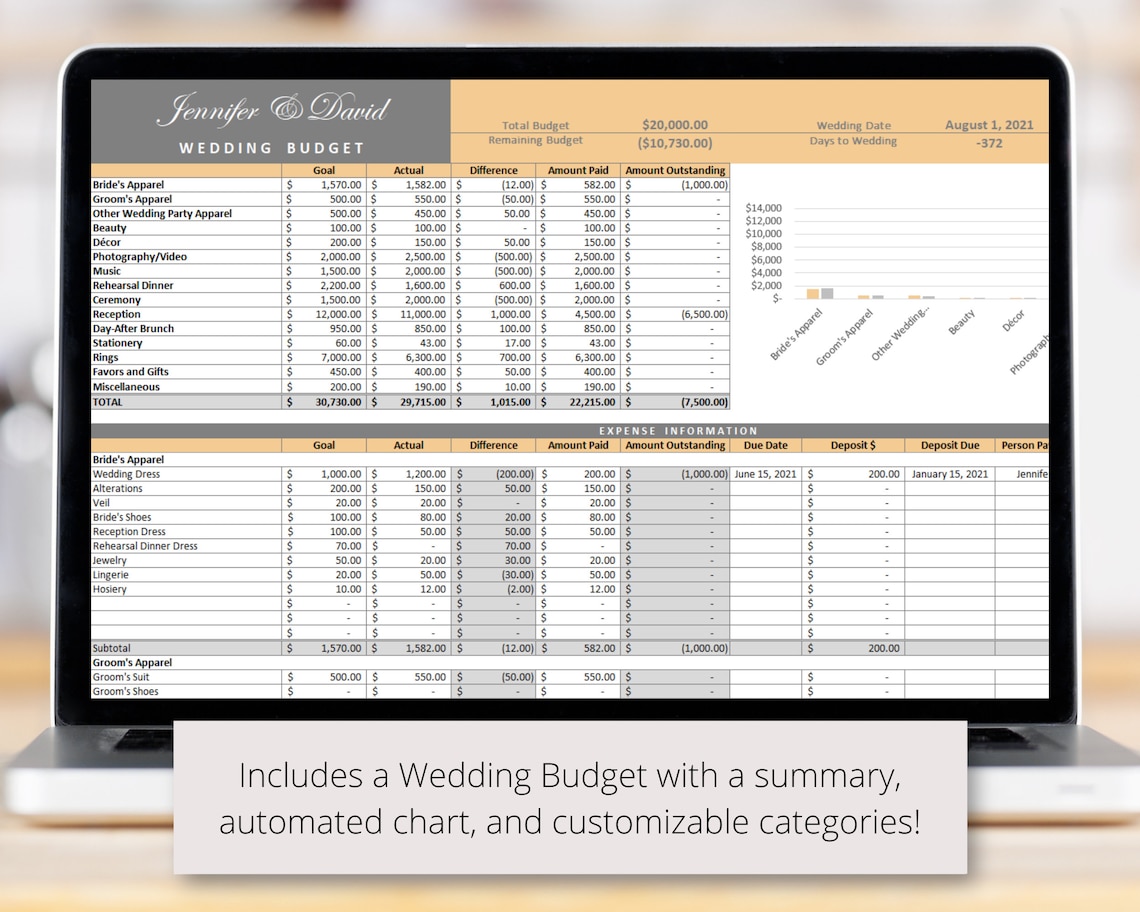 Wedding Planning Excel Spreadsheet Template Wedding Planning - Etsy