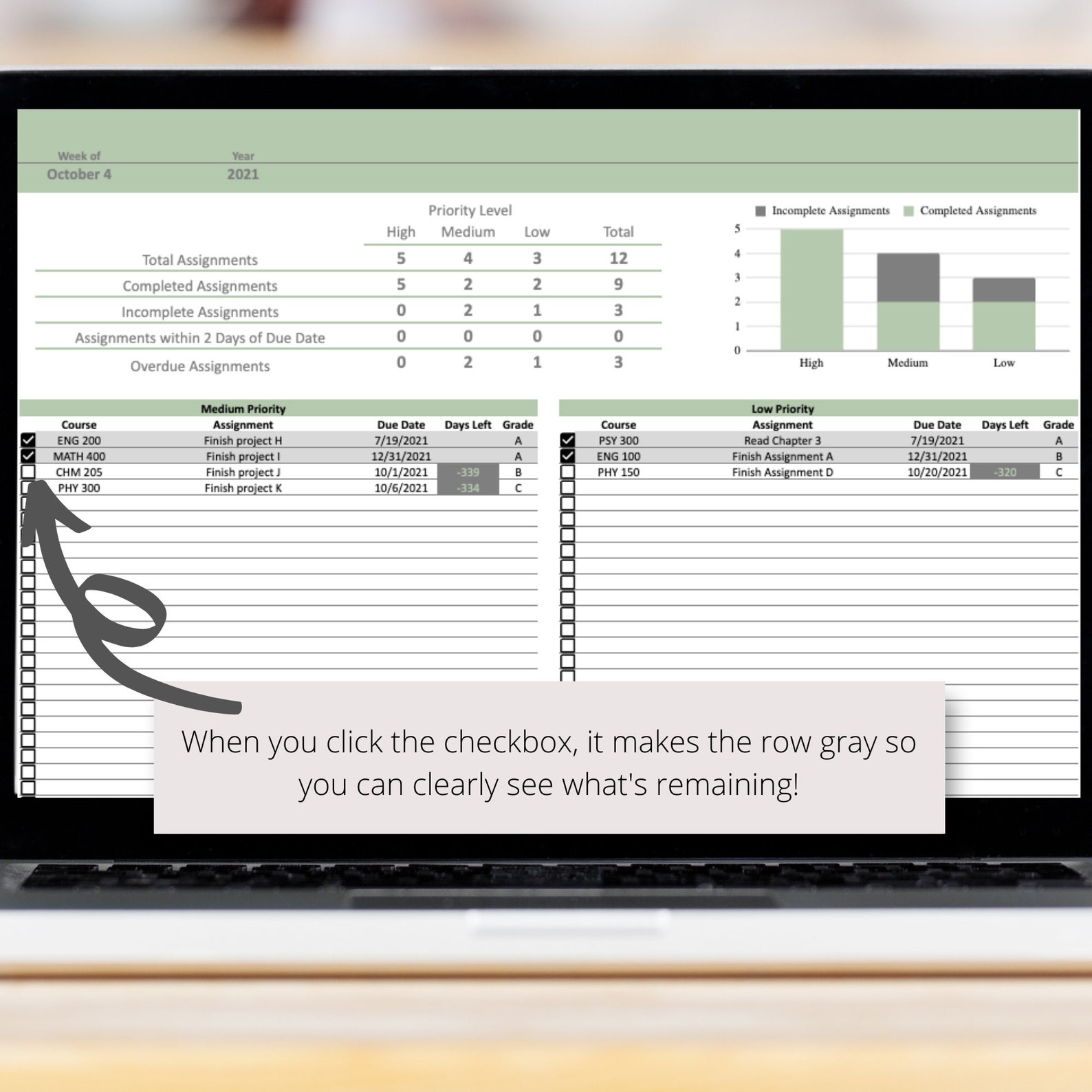 Assignment Planner Template Google Sheets Spreadsheet, Student ...