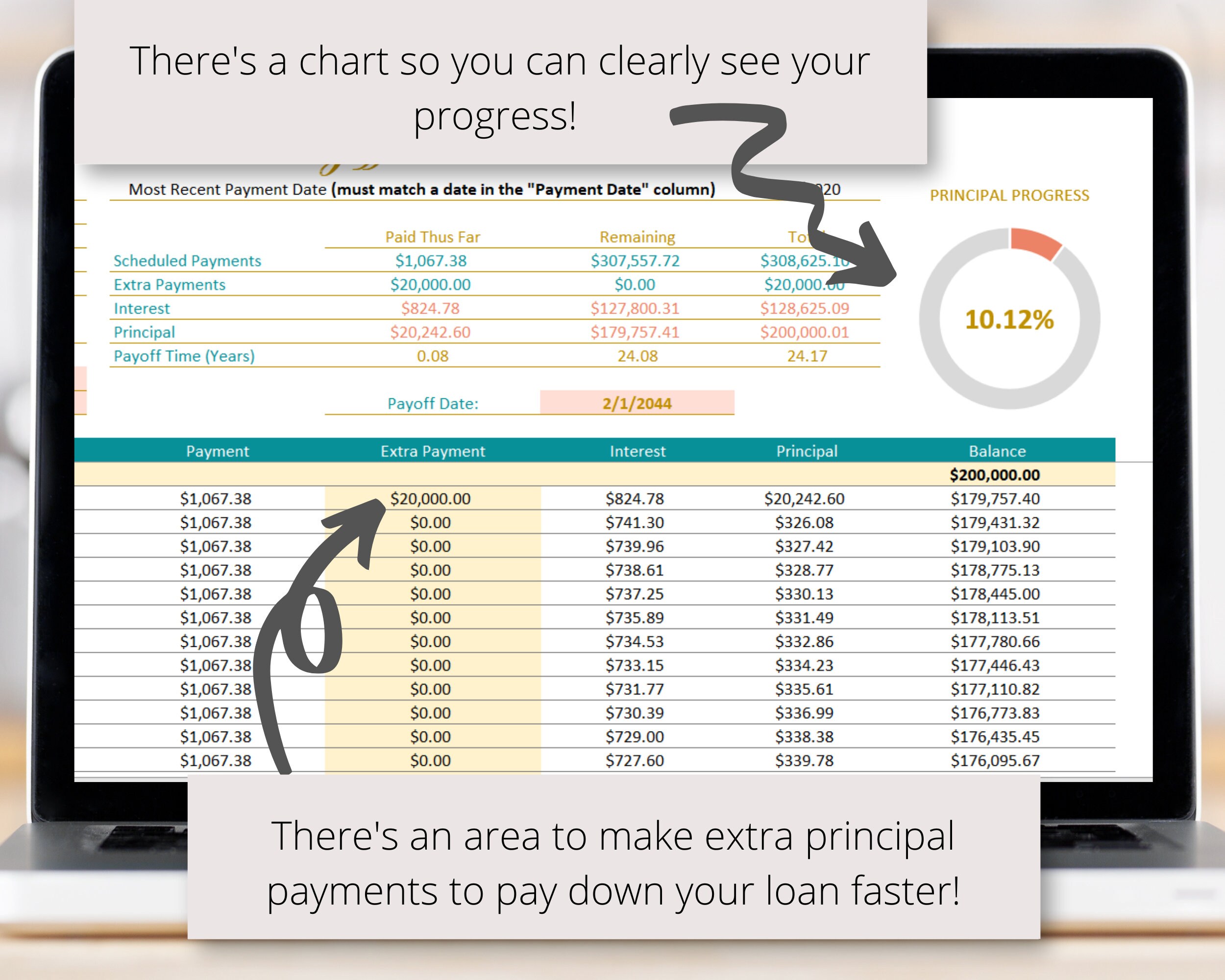 Loan Payoff Schedule Excel Spreadsheet Template, Mortgage Amortization ...