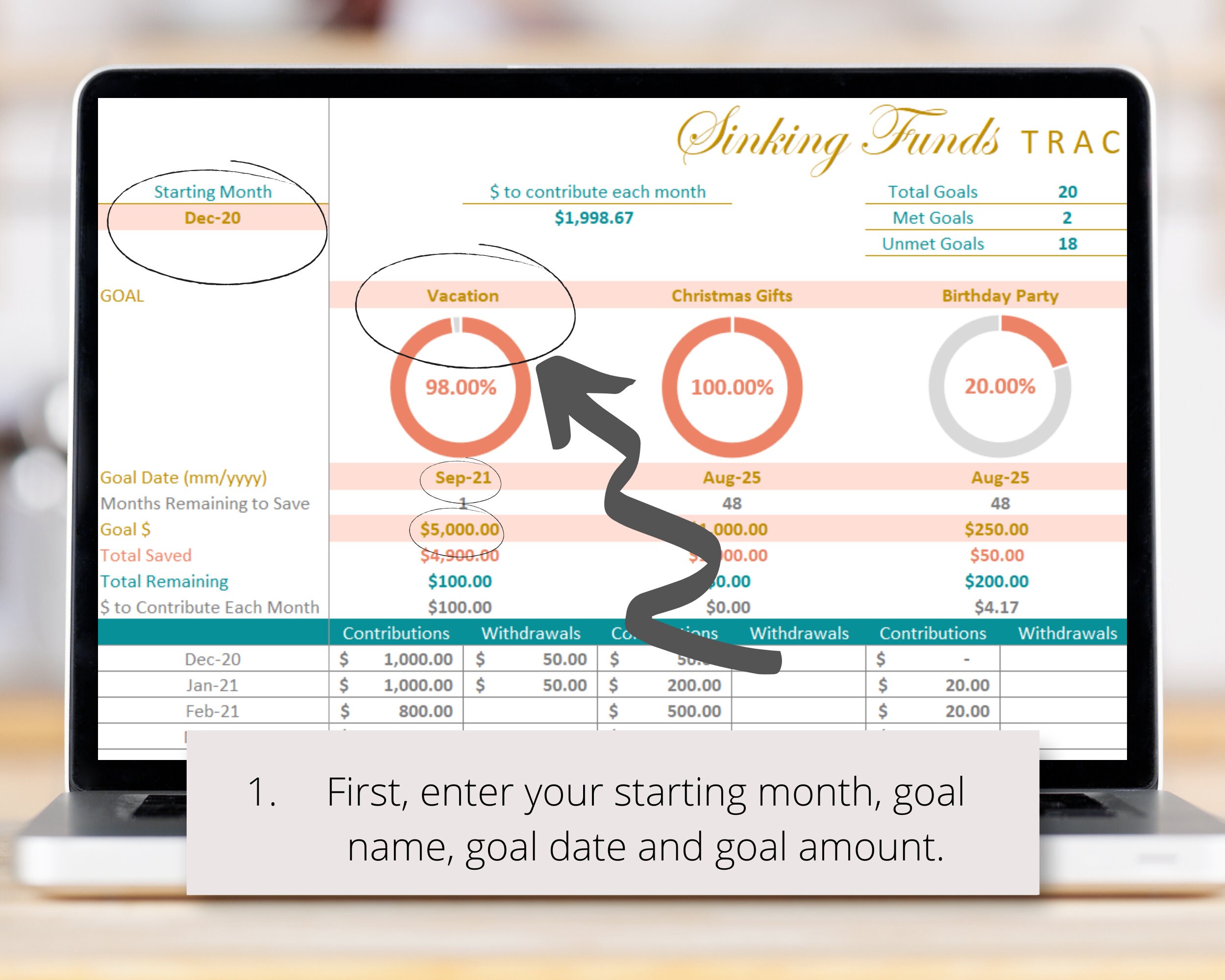 Sinking Funds Excel Tracker Spreadsheet Template | Plan and Track Each ...
