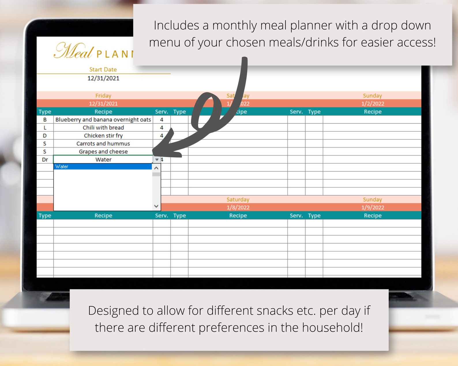 Excel Meal Planner | Plan Your Meals With This Meal Planning ...