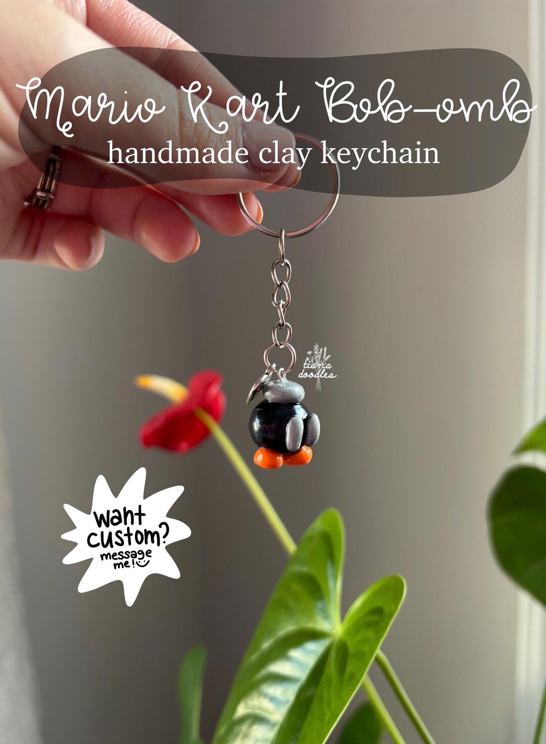 Mario Kart Bob-omb Keychain - Handmade Polymer Clay Keychain - Etsy