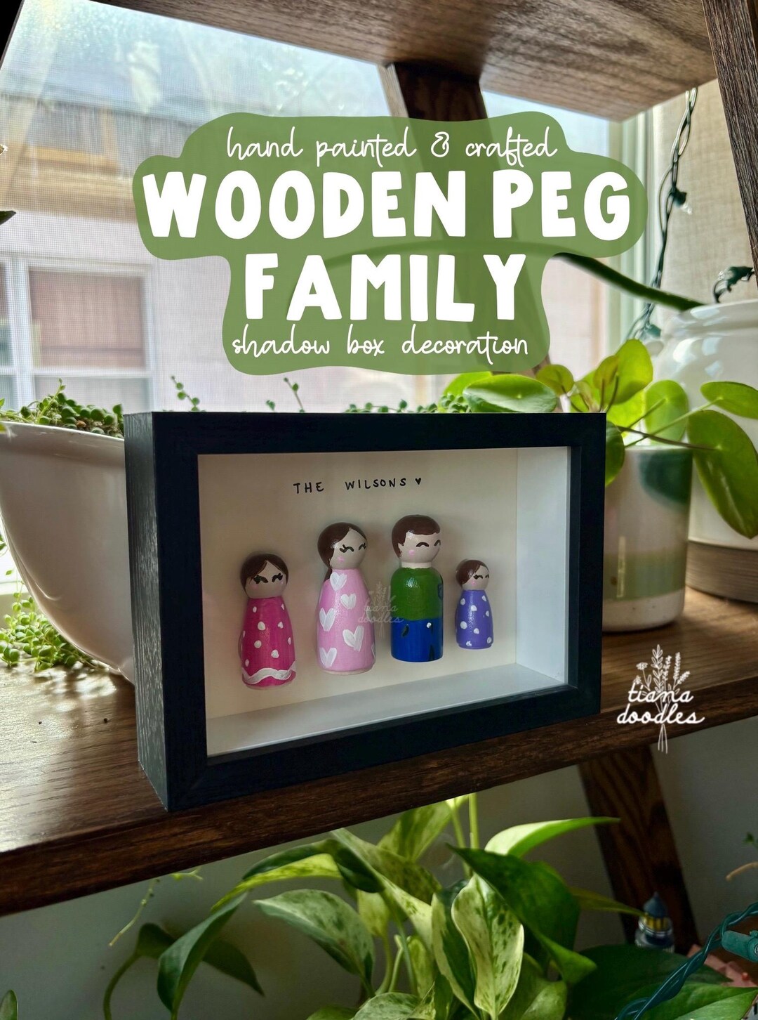 Hand Painted Wooden Peg Family Shadow Box – Personalized Home Decor - Etsy