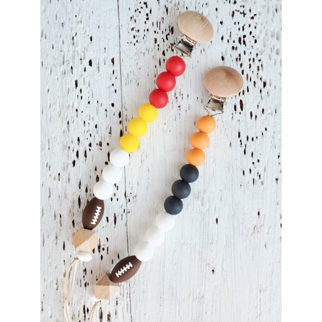 Football Pacifier Clip - Custom Colors for Your Team - Newborn Gift ...