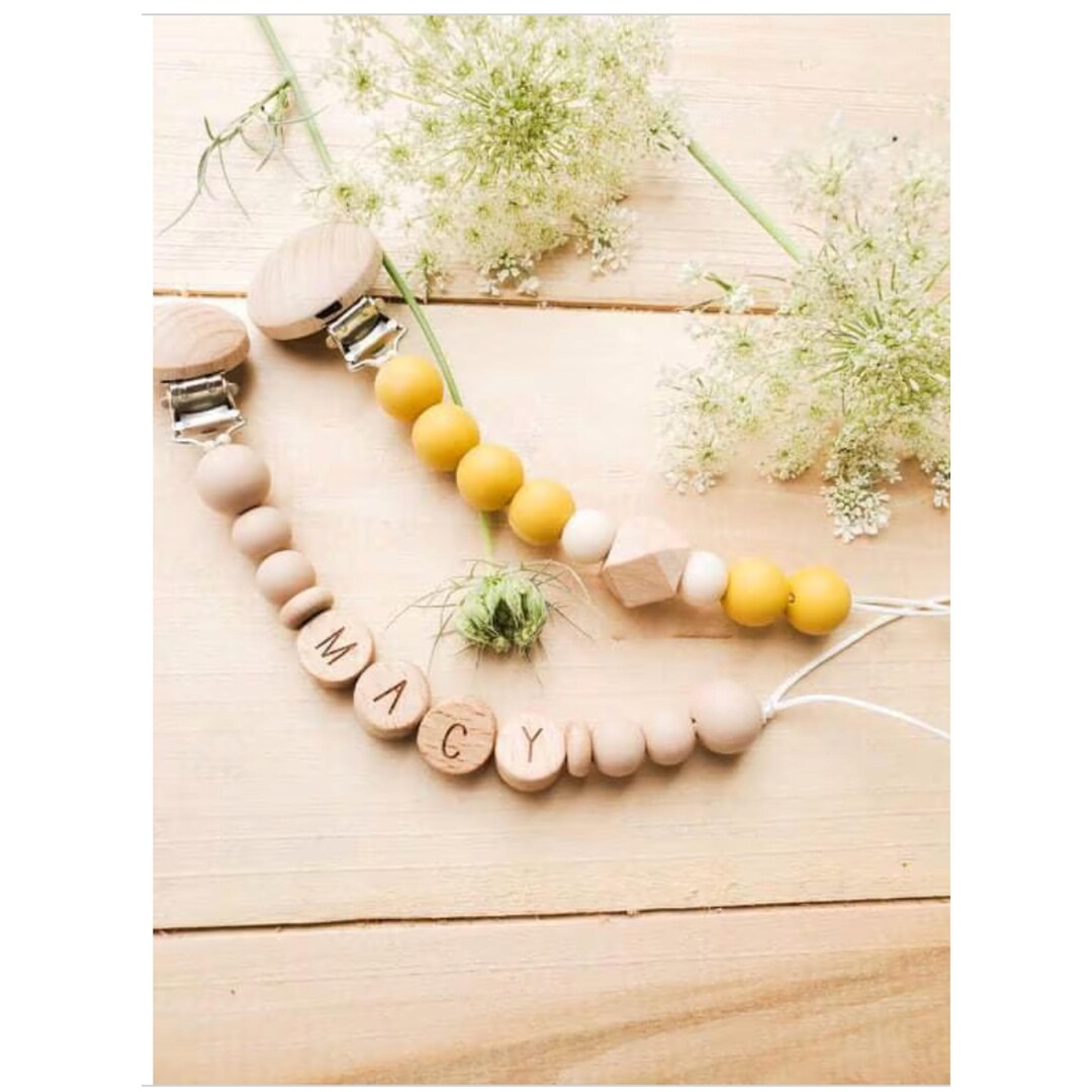Personalized Pacifier Clip - Baby Shower Gift - New Mom Gift - Handmade ...